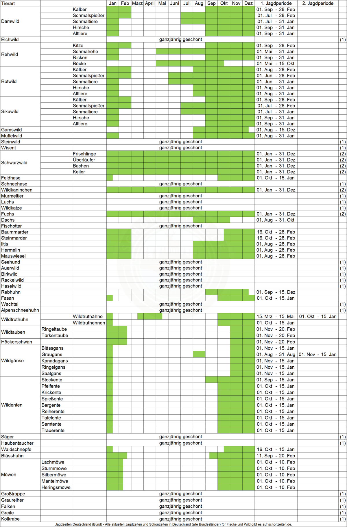 Jagdzeiten Deutschland 2025 – aktuell und zuverlässig